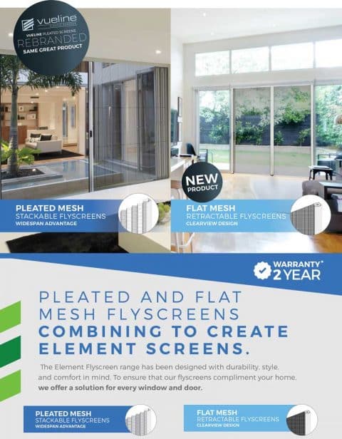 New Products | Element Flyscreens – Pleated Stackable & Flat Retractable